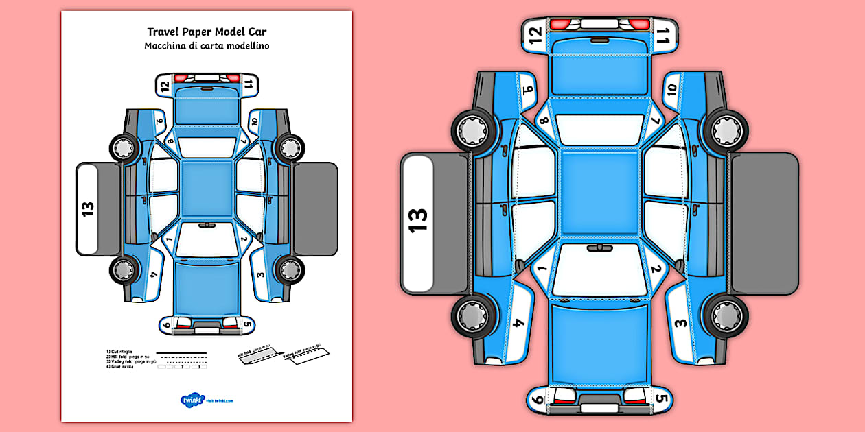Transport Paper Model Car English/Italian (teacher made)