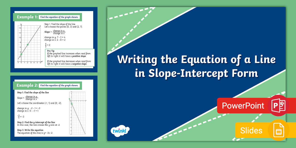 Wri the Equ of a Line in Slope-Intercept Form PPT & G-Slides