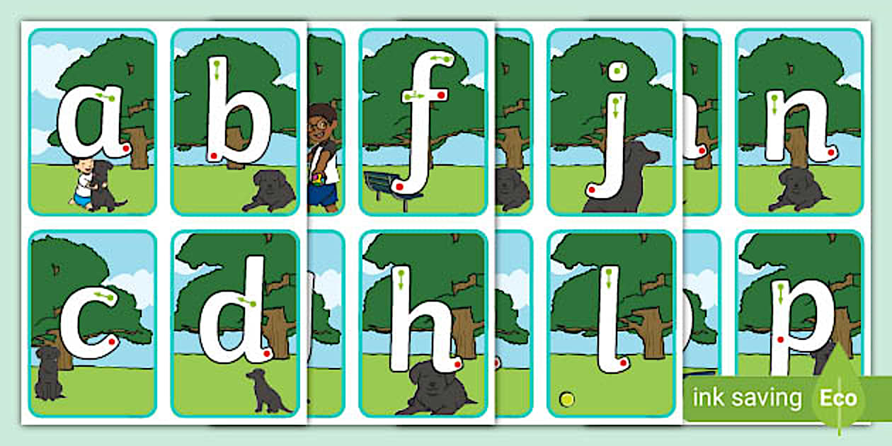 Black Labrador Themed A to Z Lowercase Letter Formation Cards