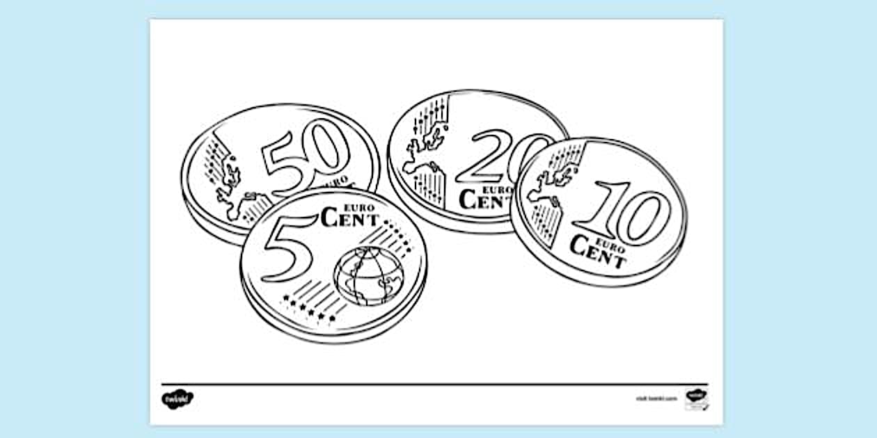 Euros Coins | Colouring Sheet (teacher made) - Twinkl