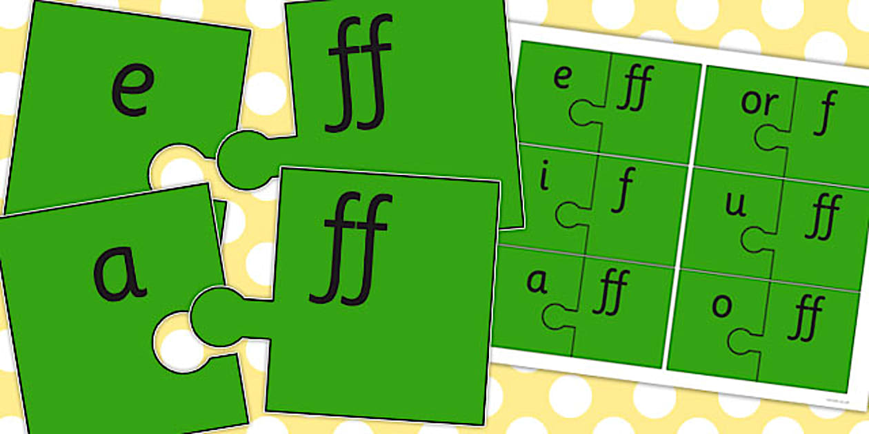 Black and White Vowel and Final 'F' Sound Jigsaw - Twinkl