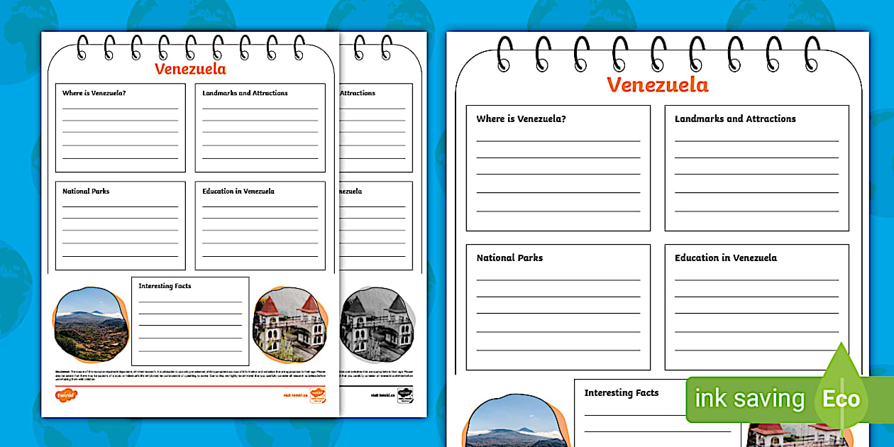 Venezuela Fact File Template (teacher made) - Twinkl