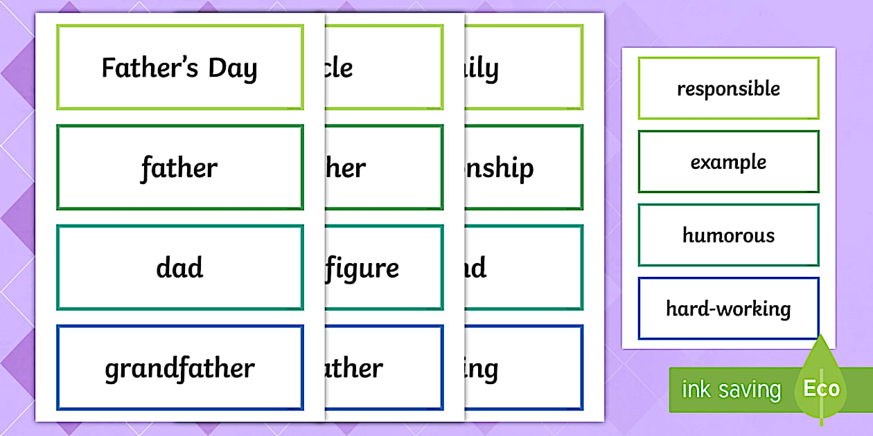 Father's Day Word Cards (teacher made) - Twinkl