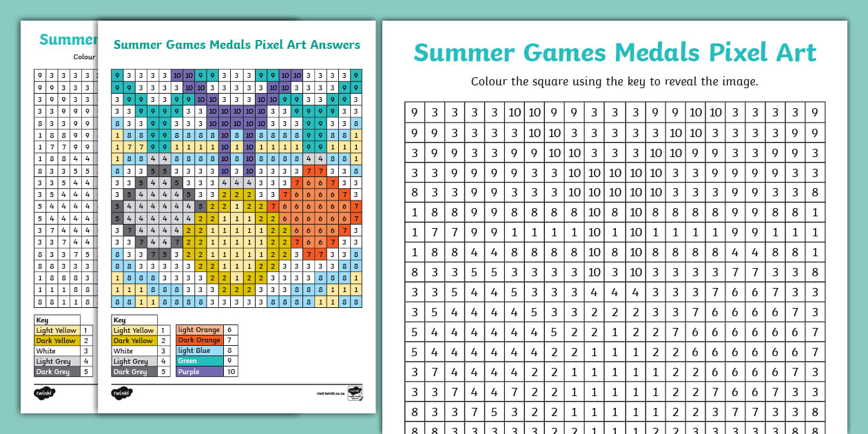 Summer Games Medals Pixel Art Template (Teacher-Made)