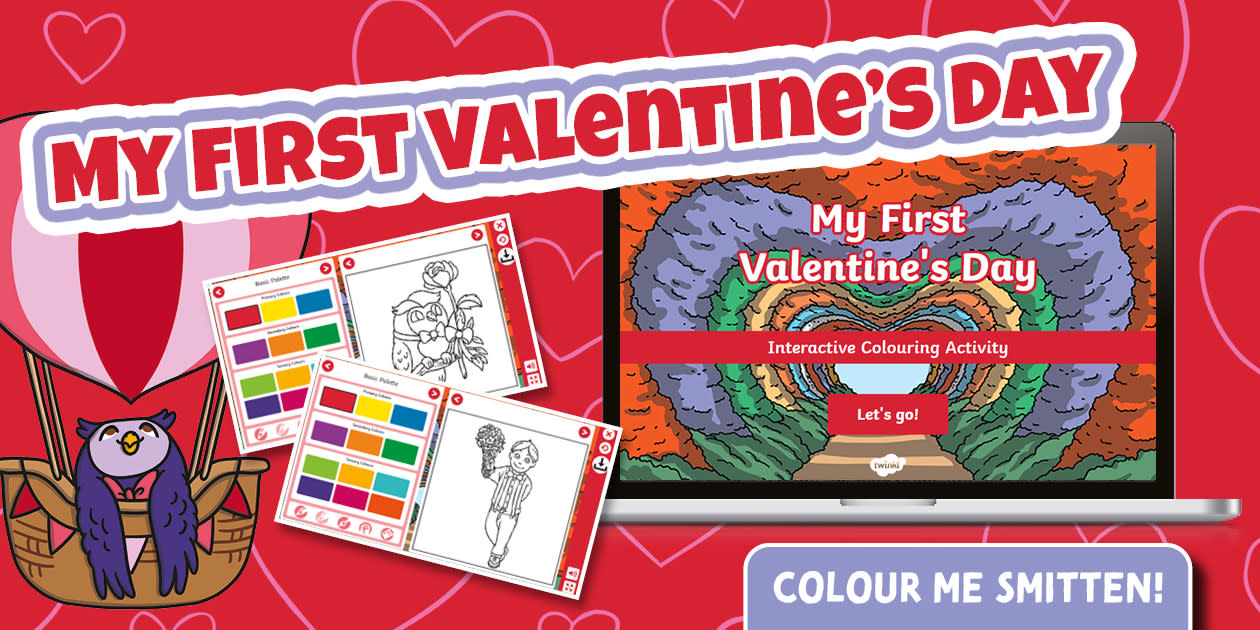 My First Valentine's Day Interactive Colouring