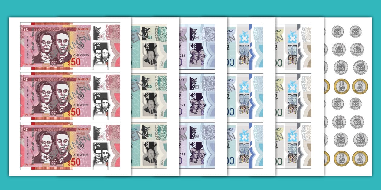 Jamaica Banknotes and Coins Dramatic Play Cutouts - Twinkl