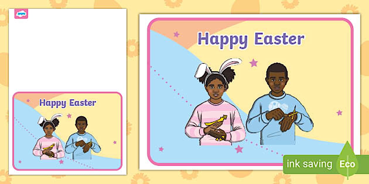 BSL Easter Greetings Card (Teacher-Made) - Twinkl