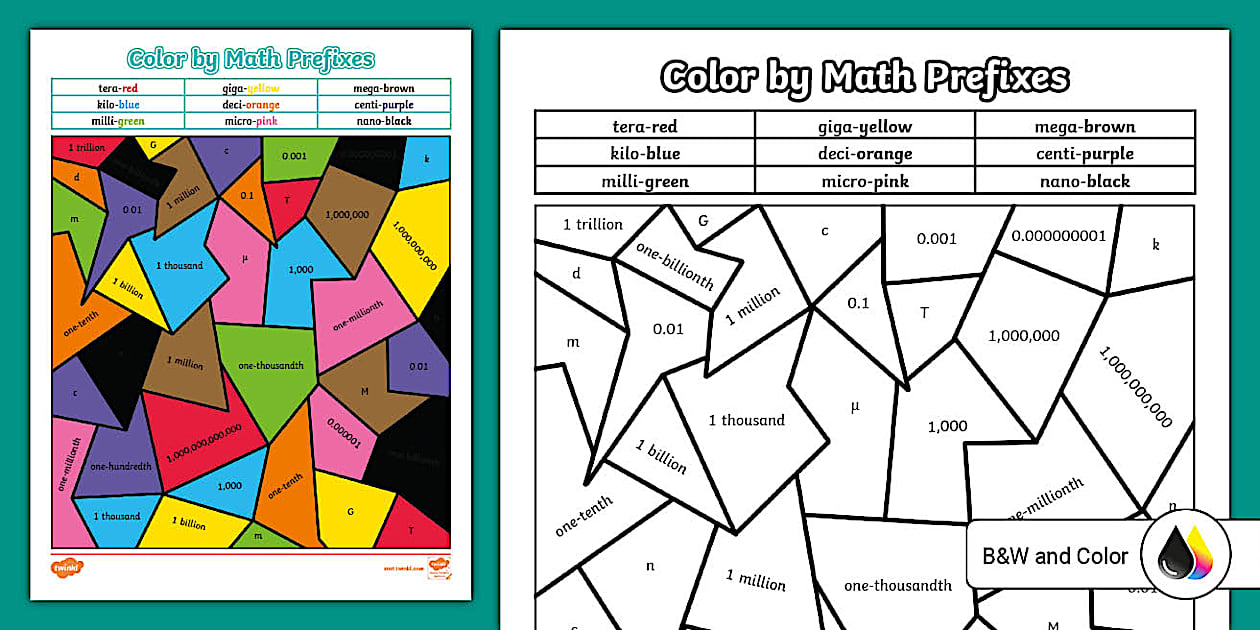 Fourth Grade Color by Math Prefixes Worksheet (teacher made)