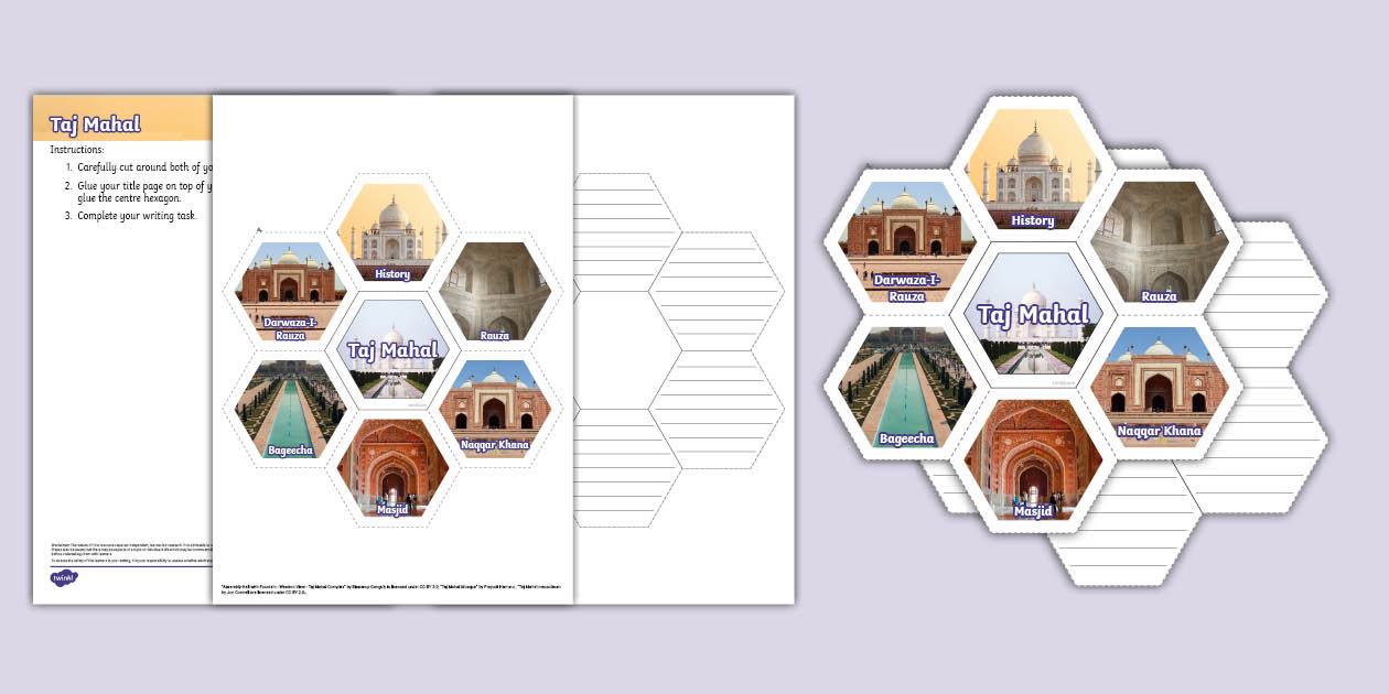 Taj Mahal Hexagon Writing Template (teacher made) - Twinkl