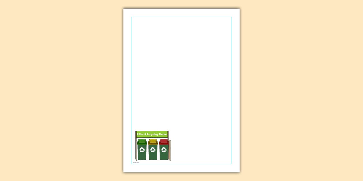 Simple Blank Recycling Station Page Border | Page Borders | Twinkl