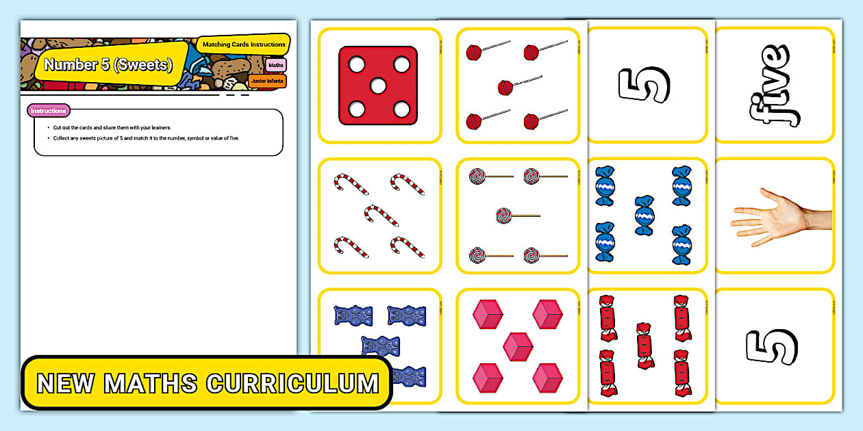 Number 5 (Sweets) Matching Activity (teacher made) - Twinkl