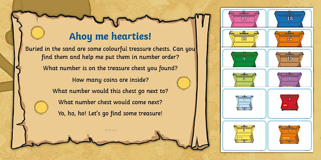 👉 Pirate Treasure Ordering Numbers to 20 Activity