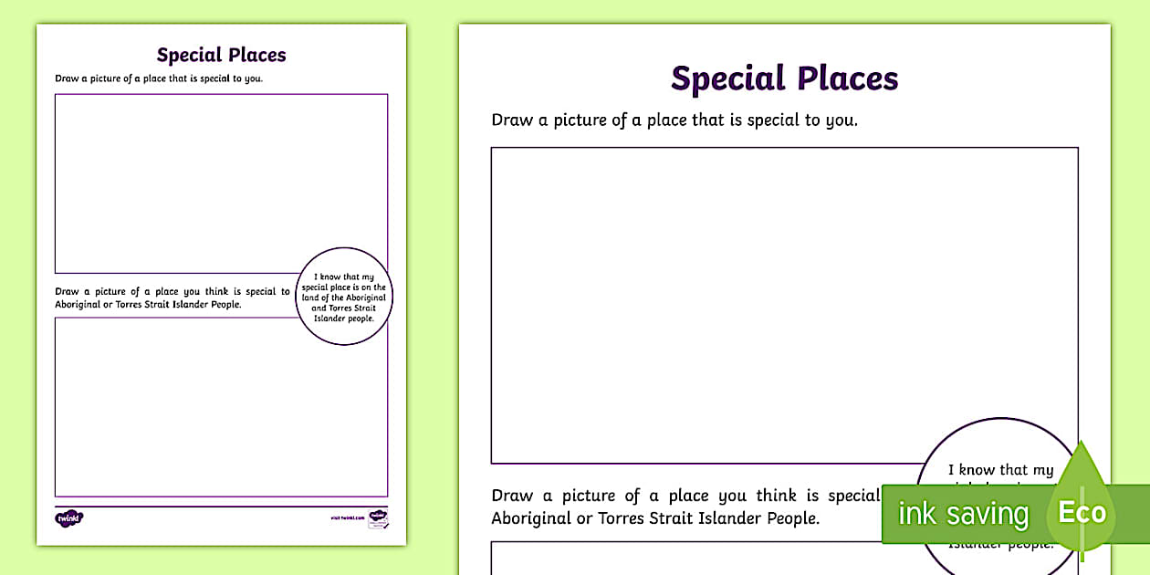 TAS Special Places Worksheet (teacher made) - Twinkl