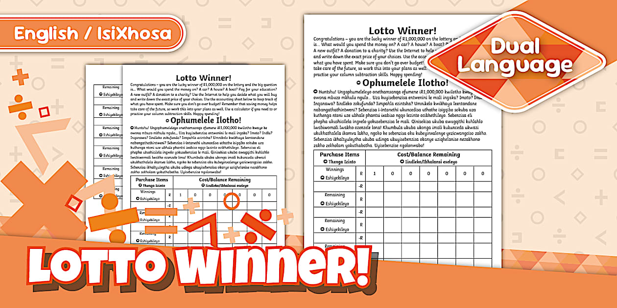 Grade 4 Lotto Winner Activity IsiXhosa/English (CAPS Aligned)