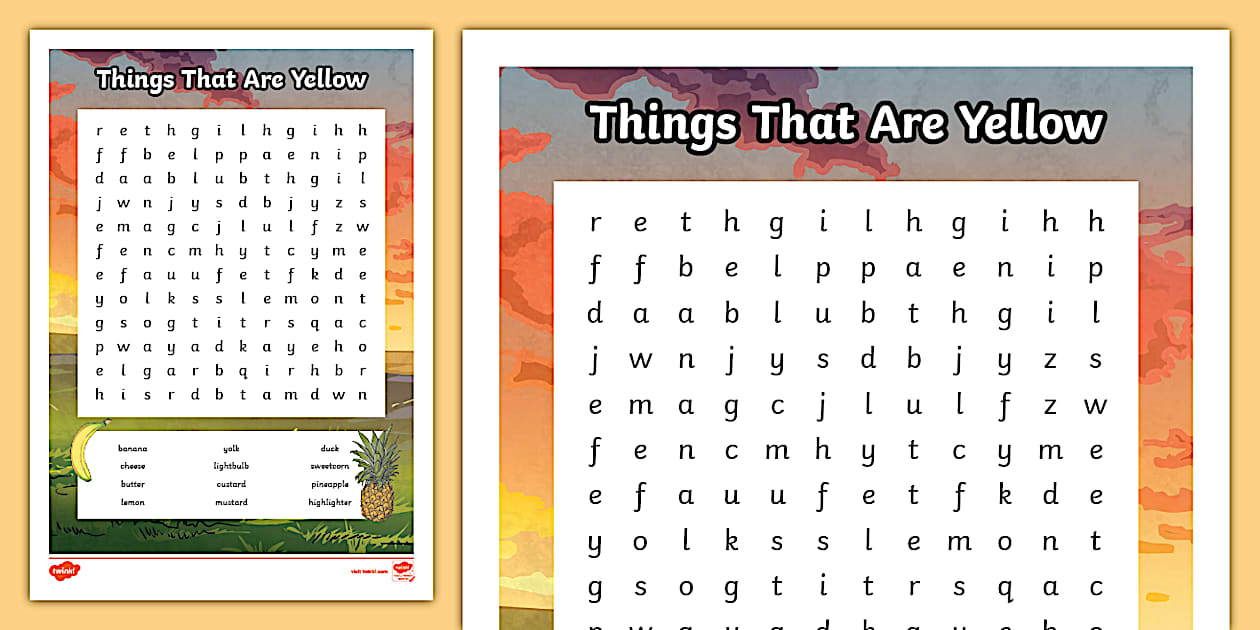 Things That Are Yellow Word Search (teacher made) - Twinkl