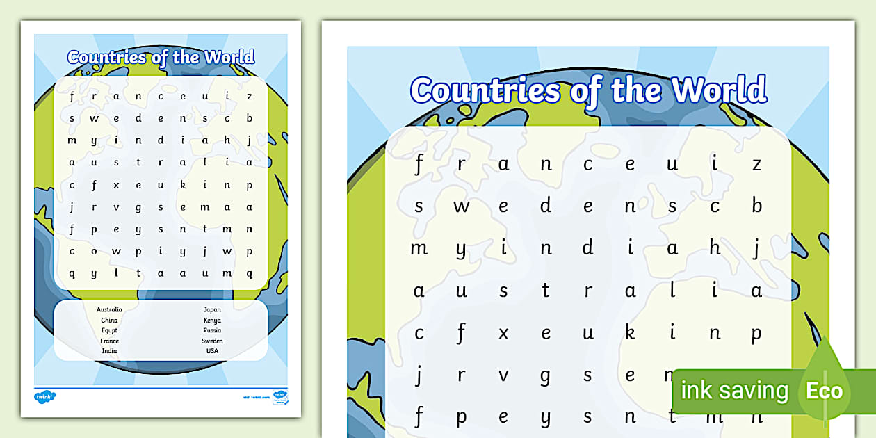 KS1 Countries Word Search