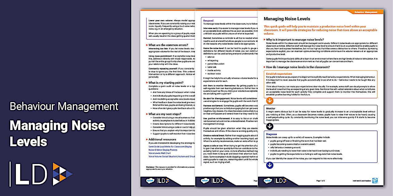 Behaviour Strategy: Managing Noise Levels - leaders - Twinkl