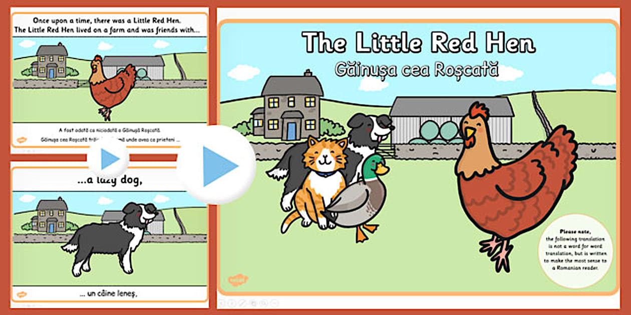 The Little Red Hen Story PowerPoint EAL Romanian Translation