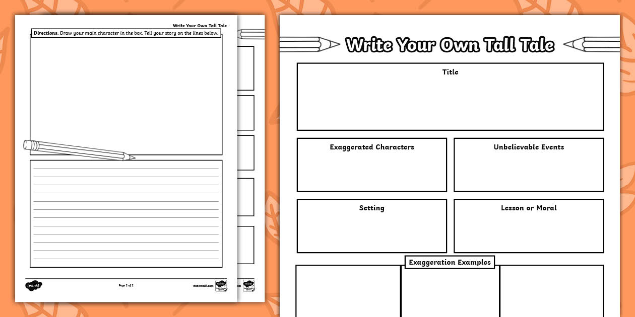 Write Your Own Tall Tale Narrative Writing Graphic Organizer for 3rd ...