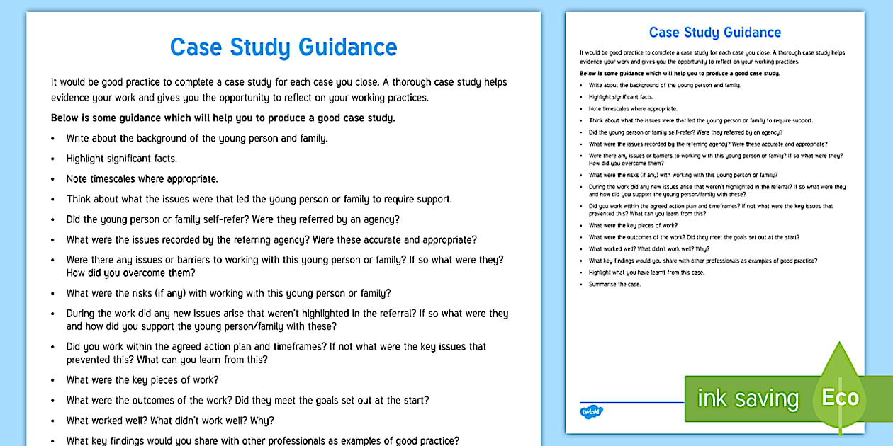 Case Study Guidance Young People & Families Case File Recording Planning