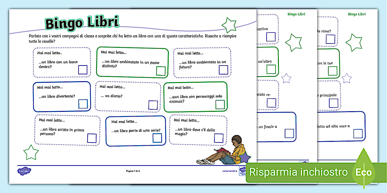 Attività: Bingo della Lettura (teacher made) - Twinkl