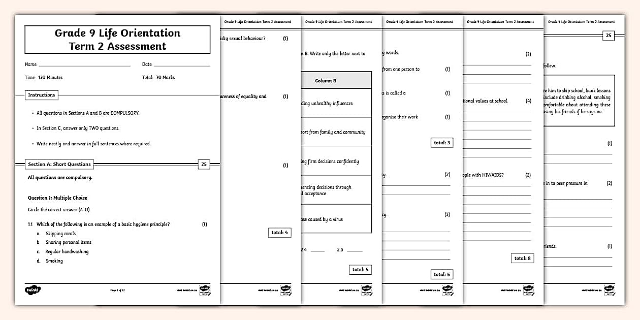 Grade 9 Life Orientation Term 2 Assessment - Twinkl