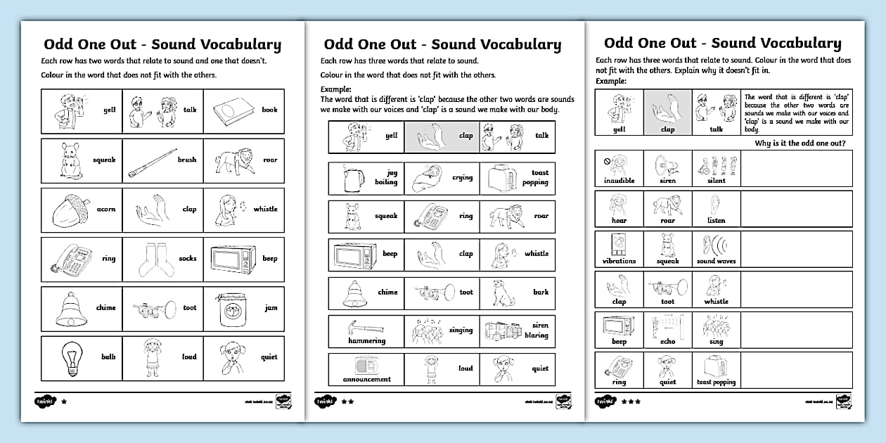 Odd One Out - Sound Vocabulary (teacher made) - Twinkl