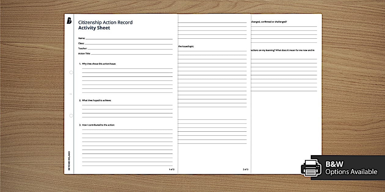 Citizenship Record Student Template - Junior Cycle - Twinkl