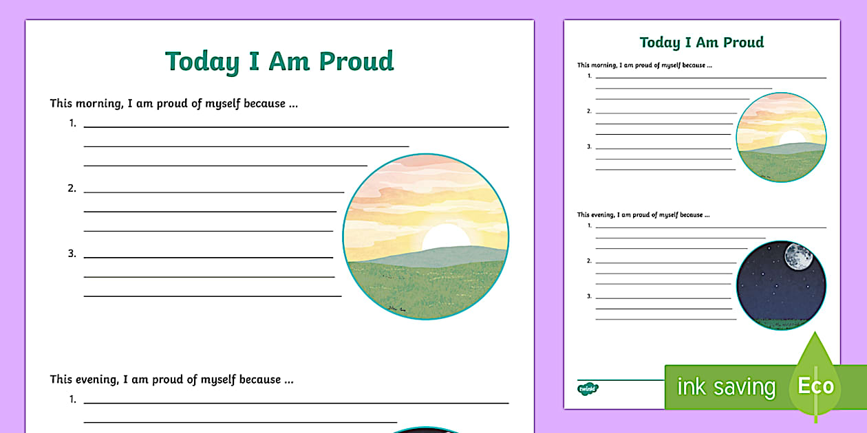 Editable Today I Am Proud Worksheet (Teacher-Made) - Twinkl