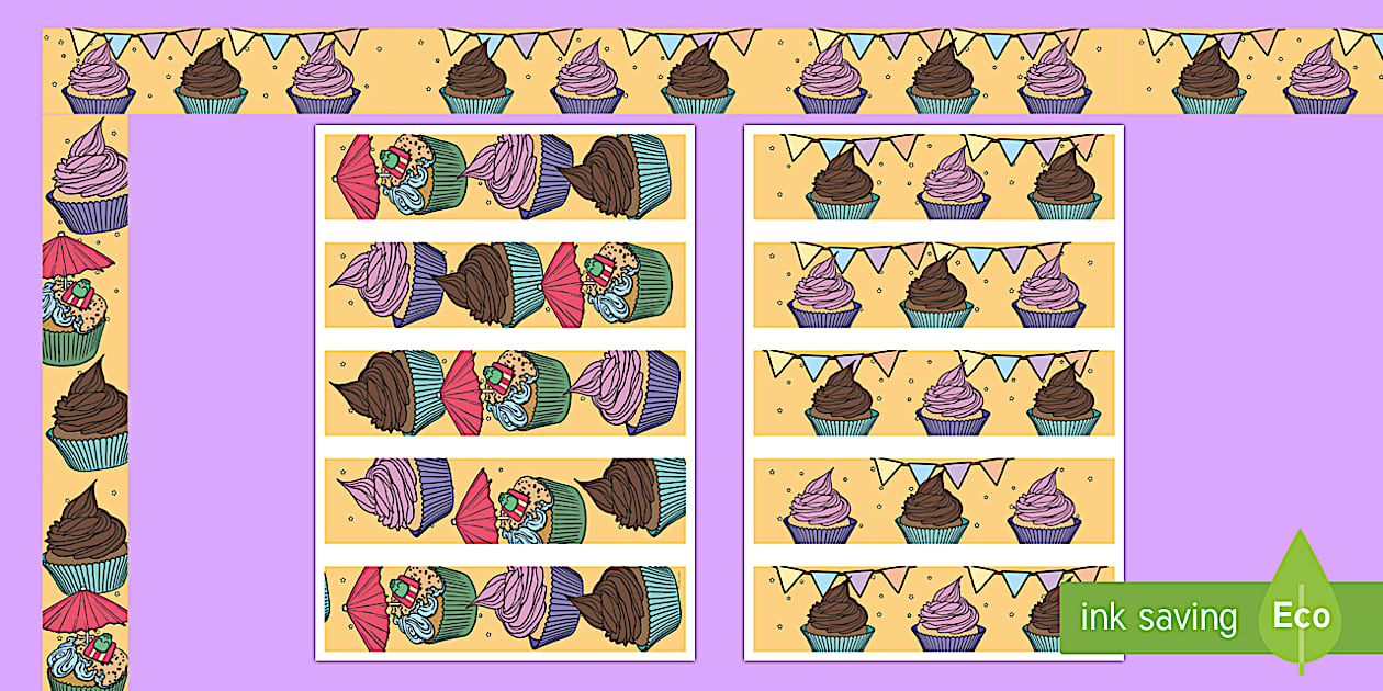👉 cupcake themed Display Borders - (Teacher-Made)