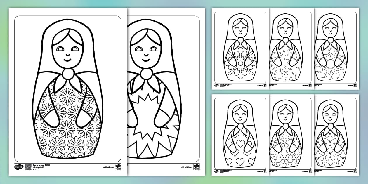 Russian Doll Colouring Pages (teacher made) - Twinkl