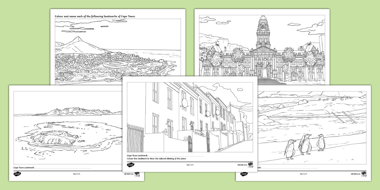 Cape Town Landmarks Colouring Activity (teacher made)