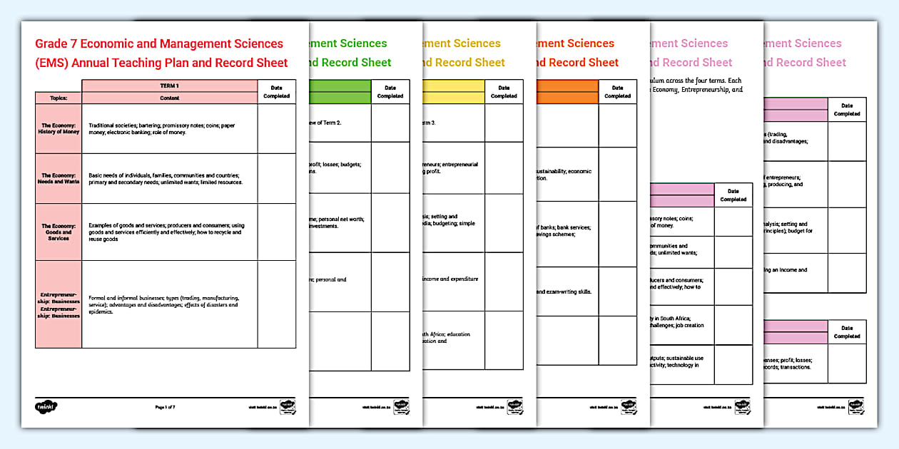 Economic Management Sciences Content Planner Grade 7 *CFA-45630*