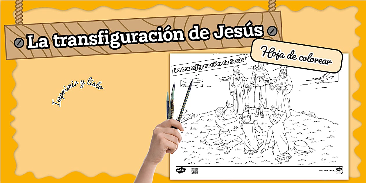 Hoja de colorear: La transfiguración de Jesús