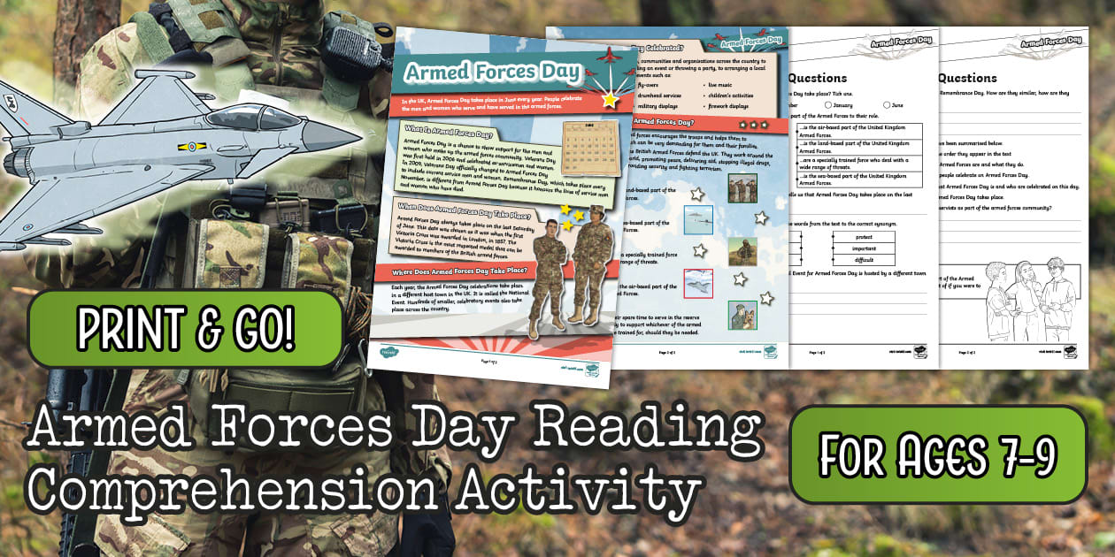 Armed Forces Day Reading Comprehension Activity For Ages 7-9