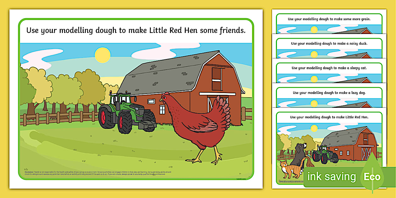 Editable Little Red Hen Modelling Dough Mats - Twinkl