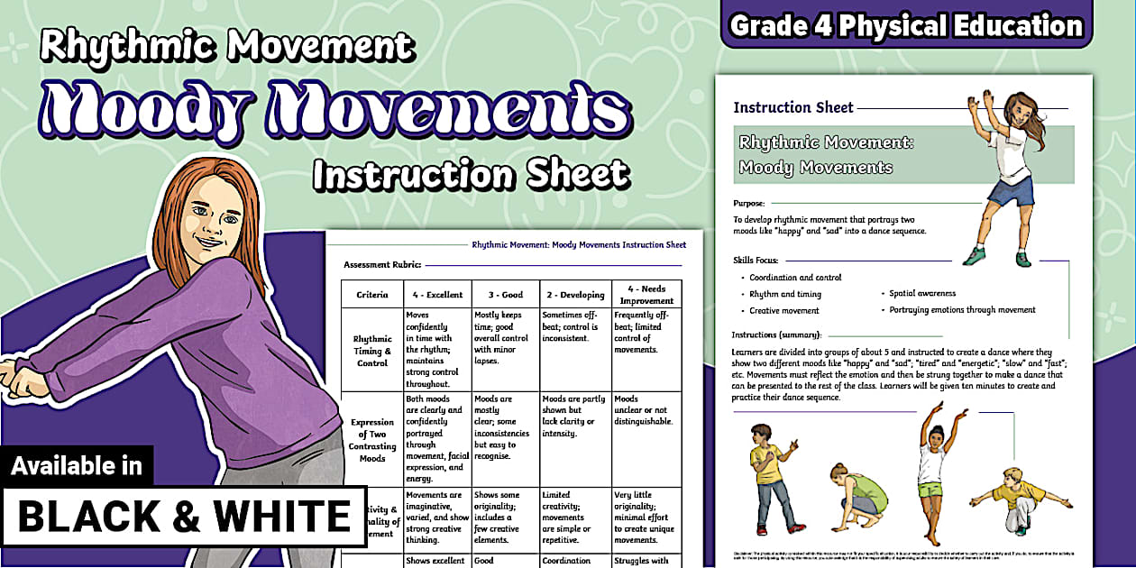 Gr4 PE-Rhythmic Movement – Moody Movements - Instruction Sh