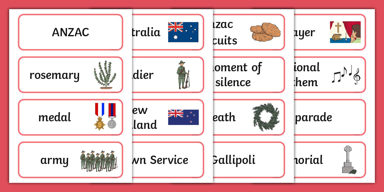 Anzac Day Word Cards | Free Resource | Printable - Twinkl