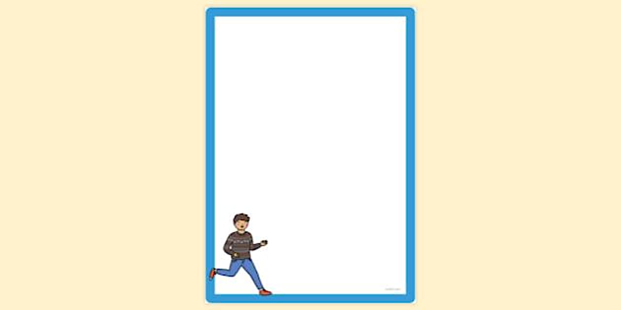 Simple Blank Running Boy Page Border | Page Borders | Twinkl