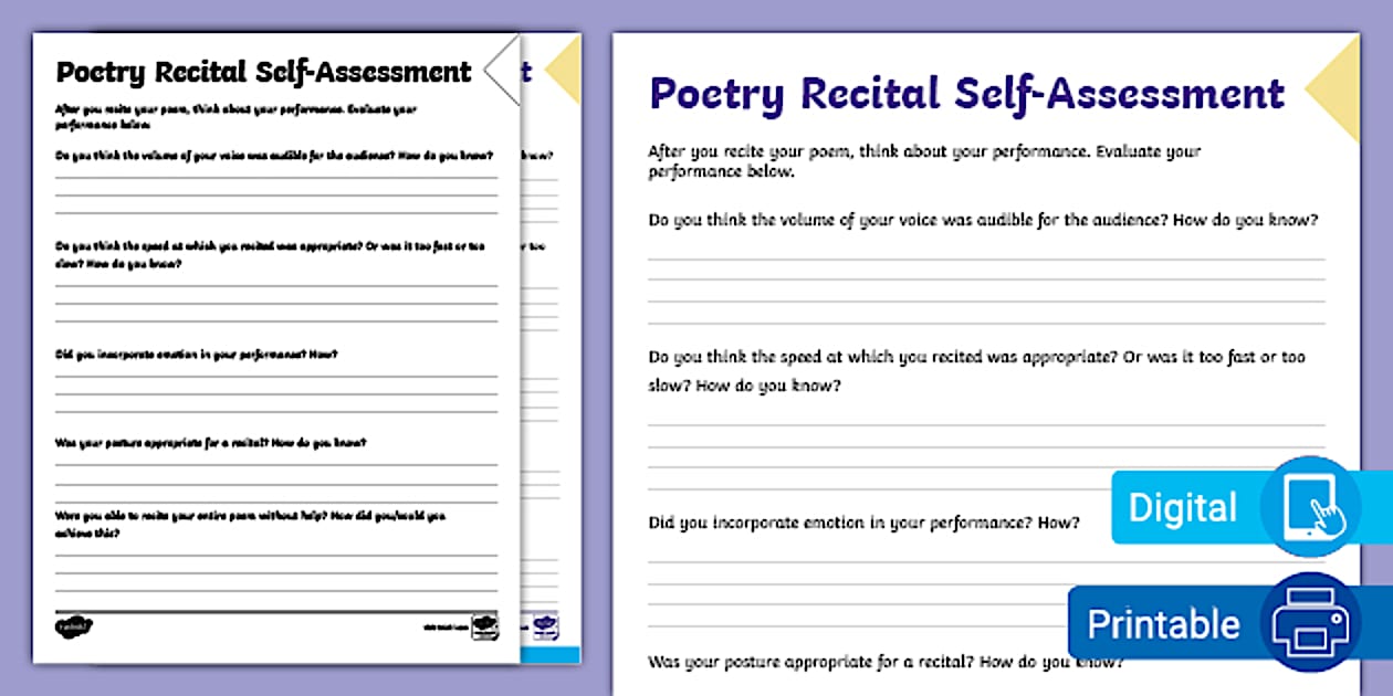 Poetry Self Assessment | ELA | Twinkl USA (teacher made)