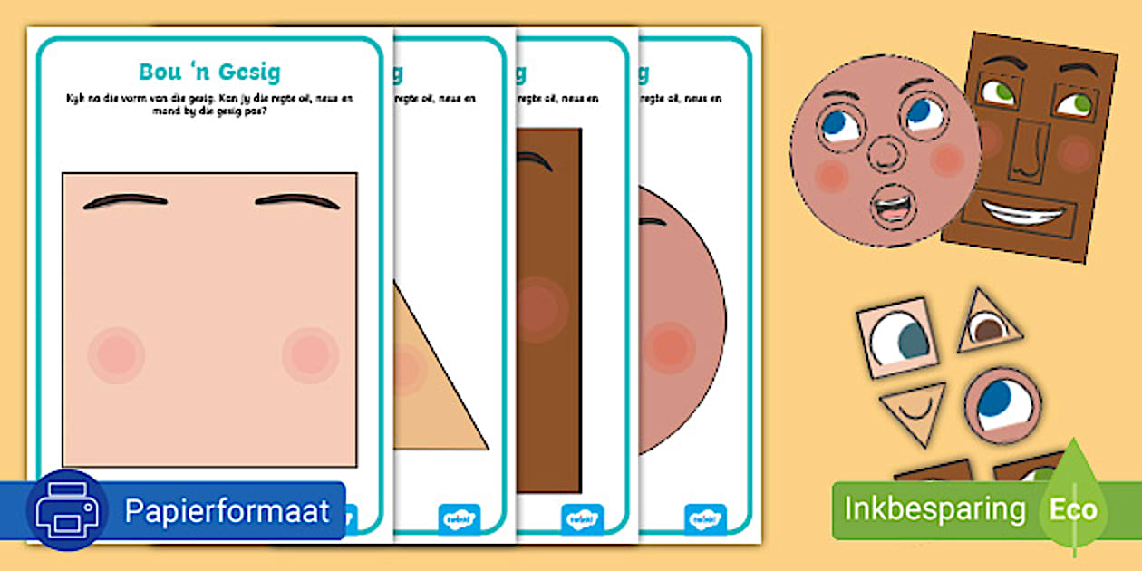 Alles Oor My Bou 'n Gesig 2D Aktiwiteit (teacher made)