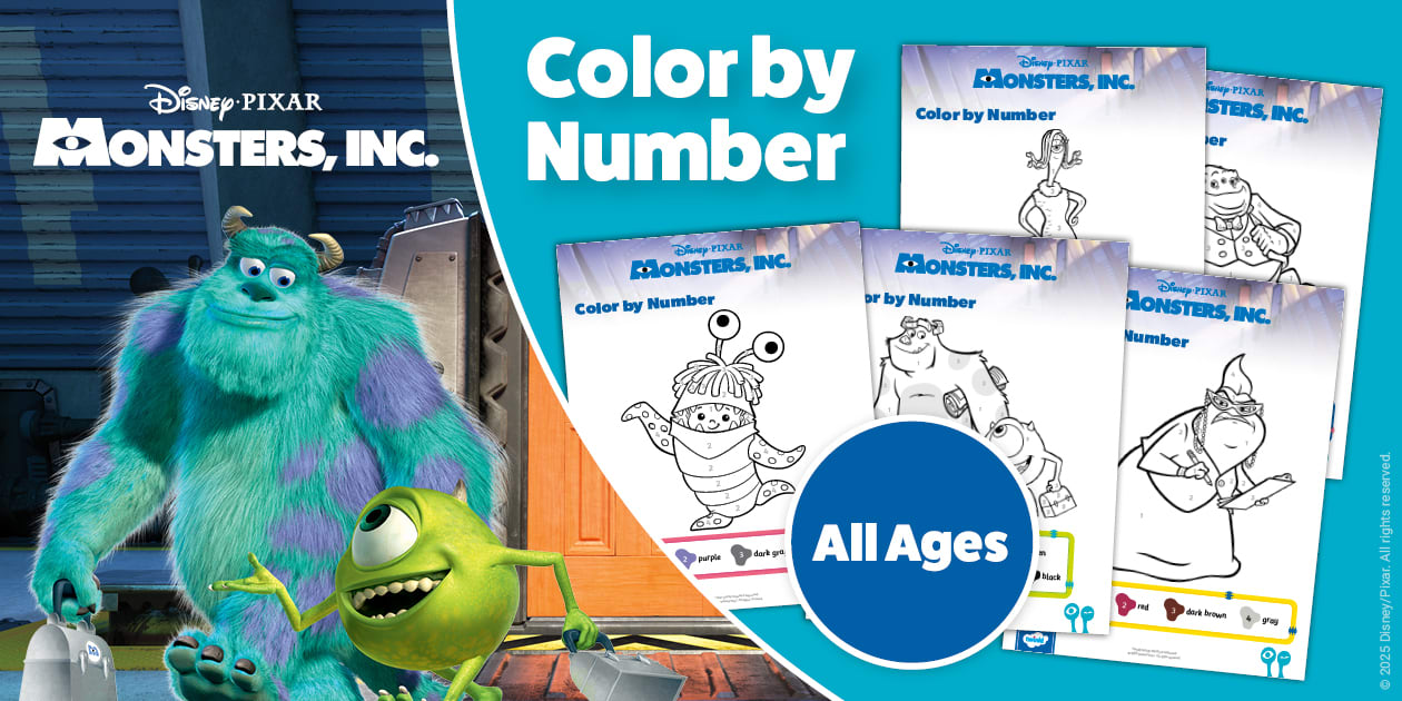 Monsters, Inc.: Color by Number Worksheets