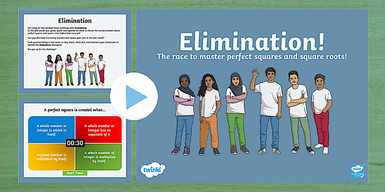 Elimination - A Perfect Squares & Square Root Game