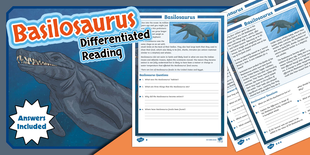 Basilosaurus Differentiated Reading Comprehension Pack