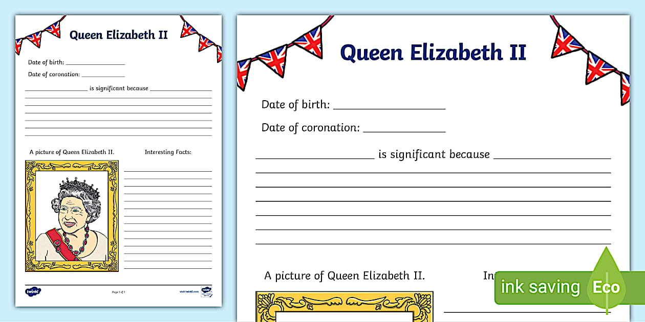 Queen Elizabeth II Writing Frames (teacher made) - Twinkl