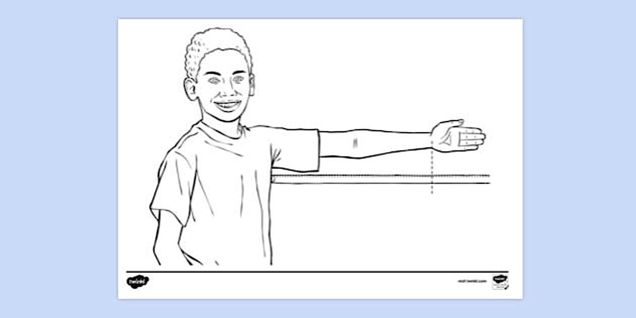Arm and Tape Measure No Close Up Colouring | Colouring Sheet