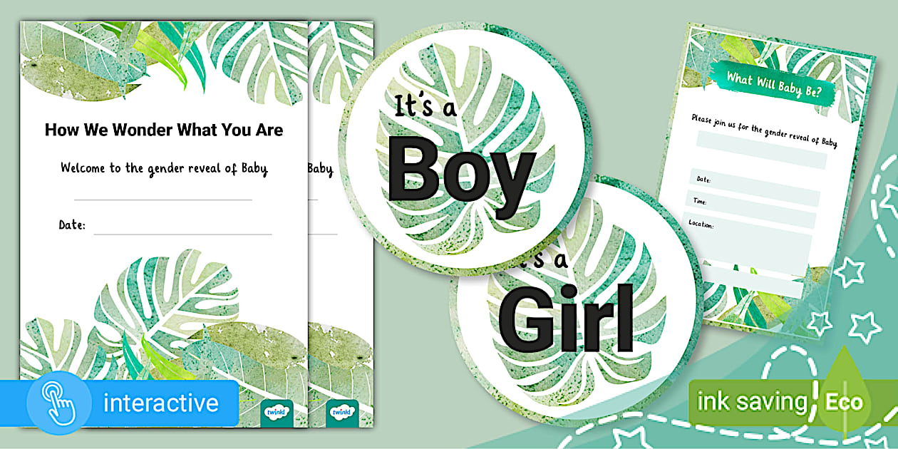 Gender Reveal Pack - Botanical Baby (teacher made) - Twinkl