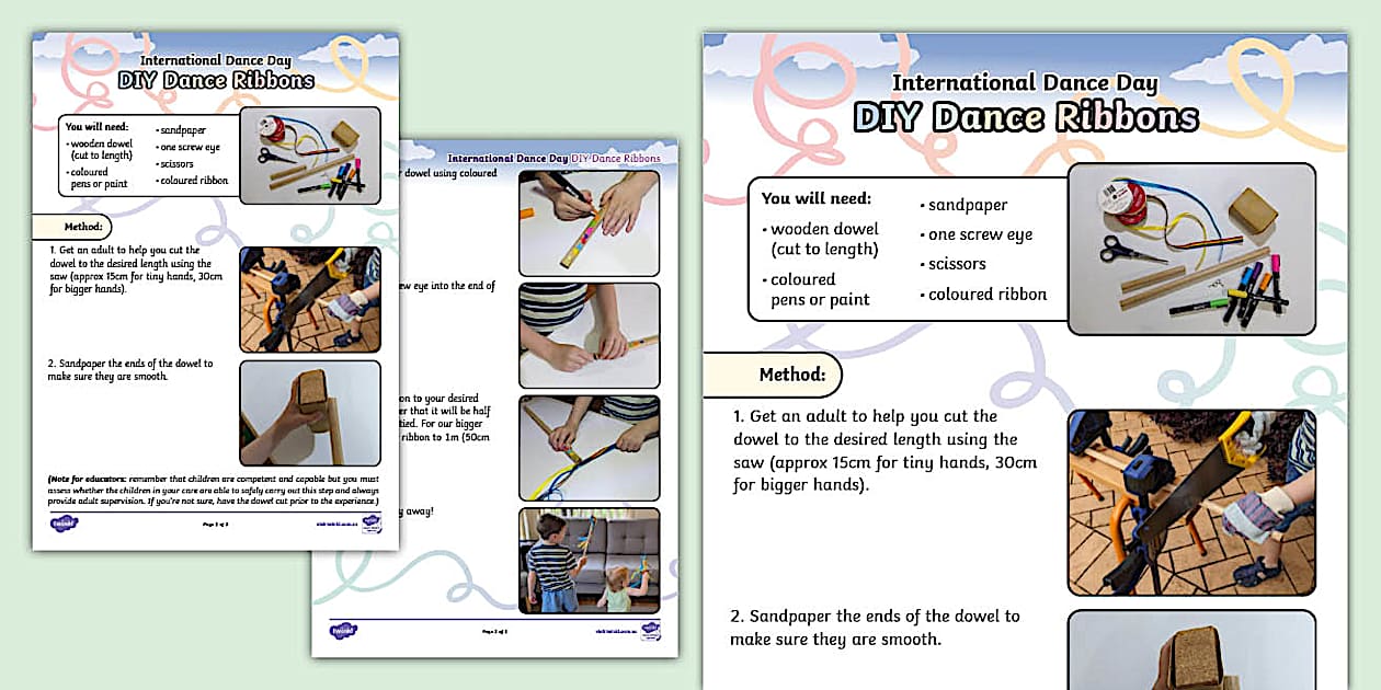 International Dance Day DIY Dance Ribbons - Twinkl Dance