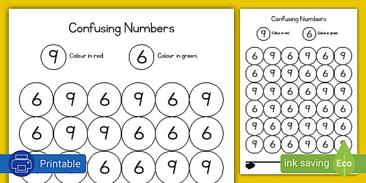Confusing Numbers Colouring 6,9- Customer Request - Twinkl