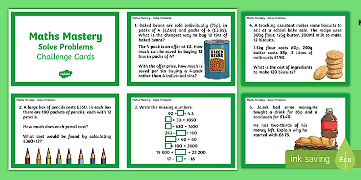 Year 6 Calculation Solve Problems Maths Mastery Challenge Cards
